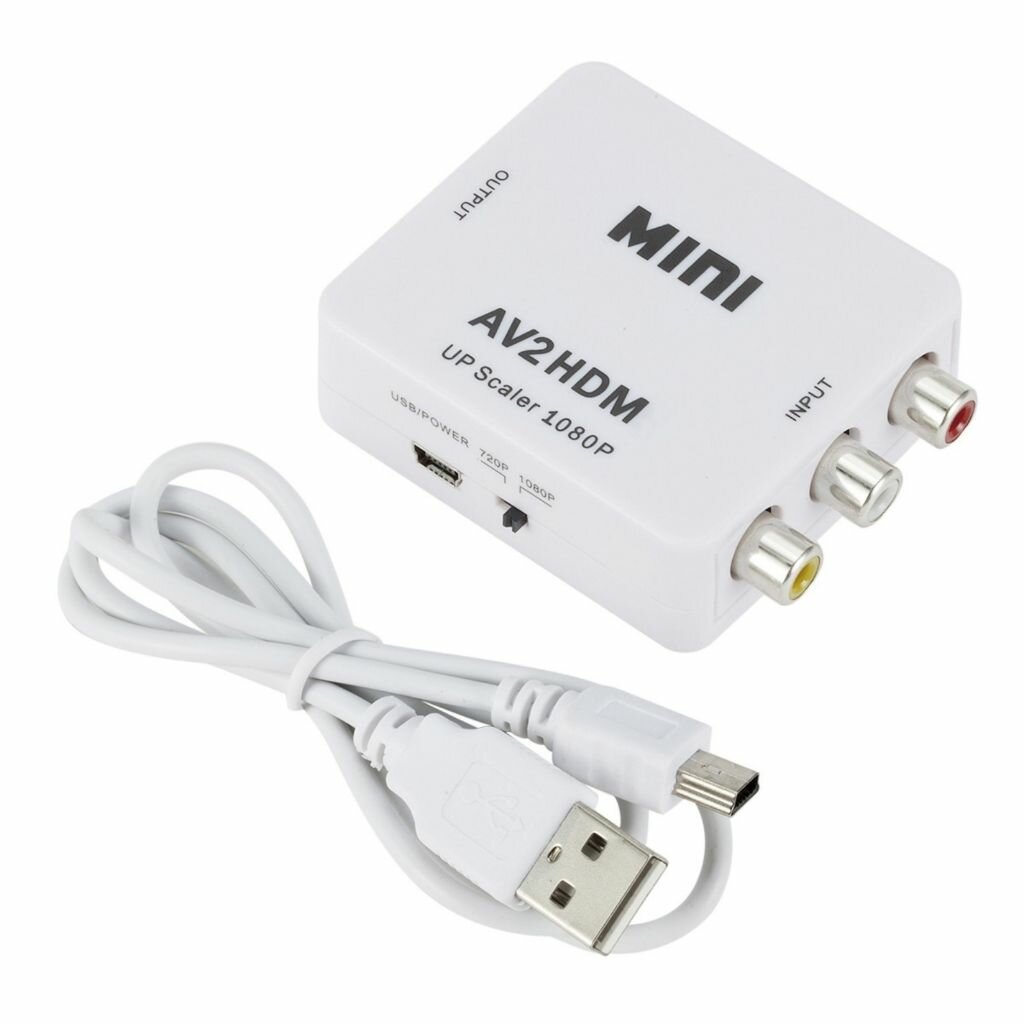 Конвертер аудио и видео с порта AV 3RCA в HDMI1080P-белый
