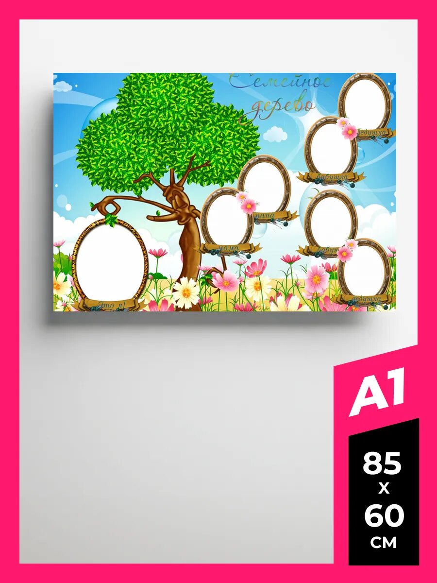 Плакат Семейное древо постер 31 A1, матовая фотобумага премиум качества