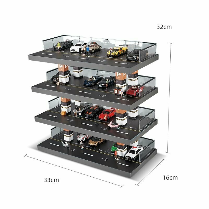 Пейзажная диорама 1/64 для парковки, гаража, акриловая витрина, настольный шкаф, Витрина для моделей автомобилей