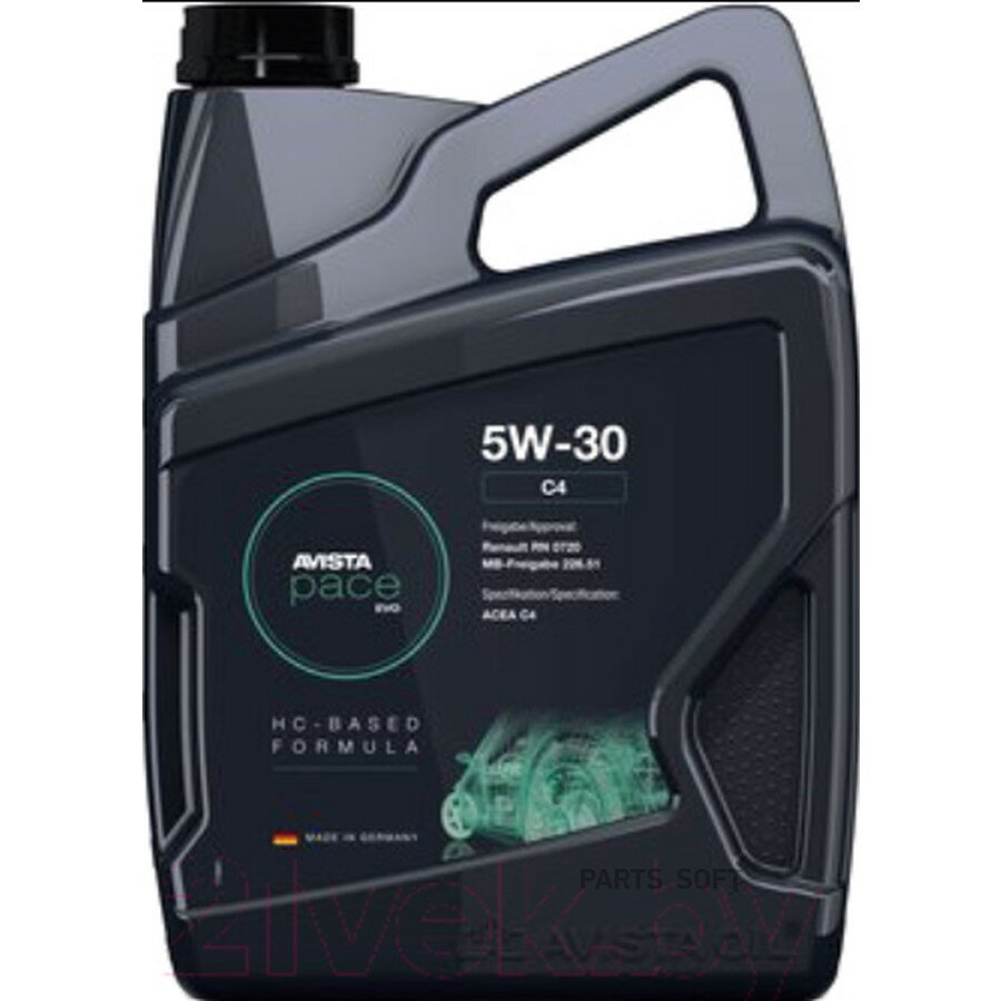 Масло моторное синтетическое AVISTA PACE EVO C4 5W-30, 5л от официального дистрибьютора, AVISTA, артикул 166914