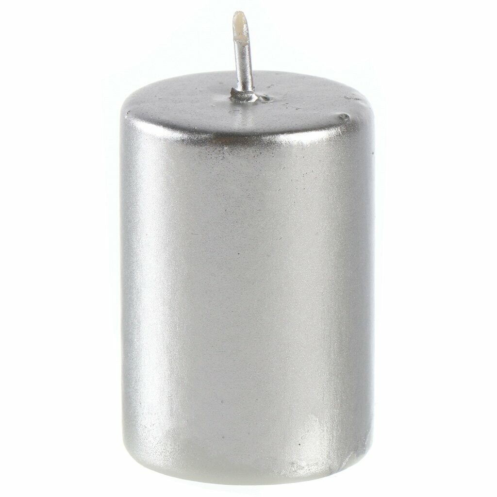 Декоративная свеча цилиндр 6x4 см серебро, Россия, 13 8191 31 00