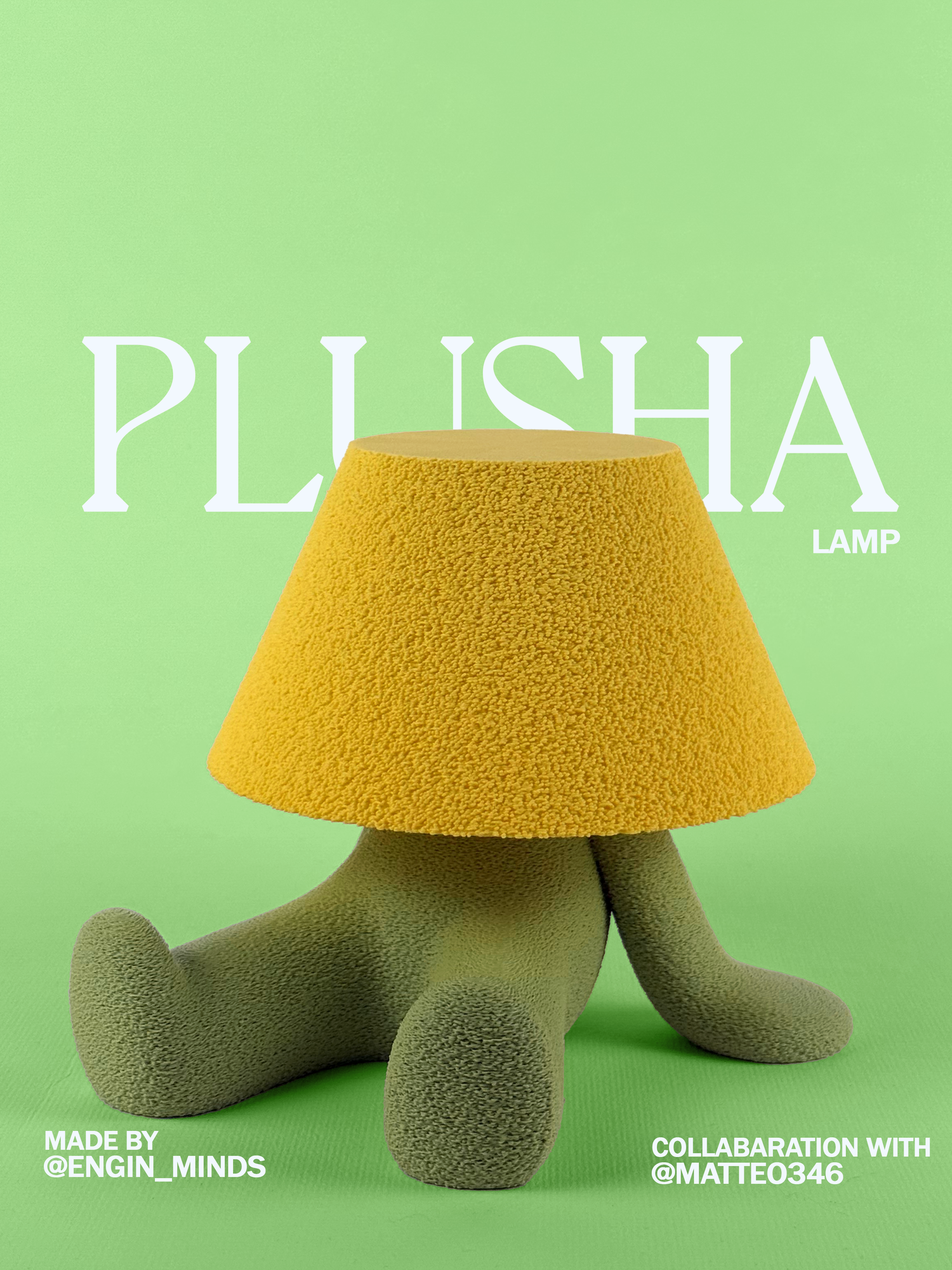 Интерьерная лампа-светильник "Плюша" | Ленивый | Зеленый - Желтый |авторский дизайн | дофаминовый декор | Engin Minds |
