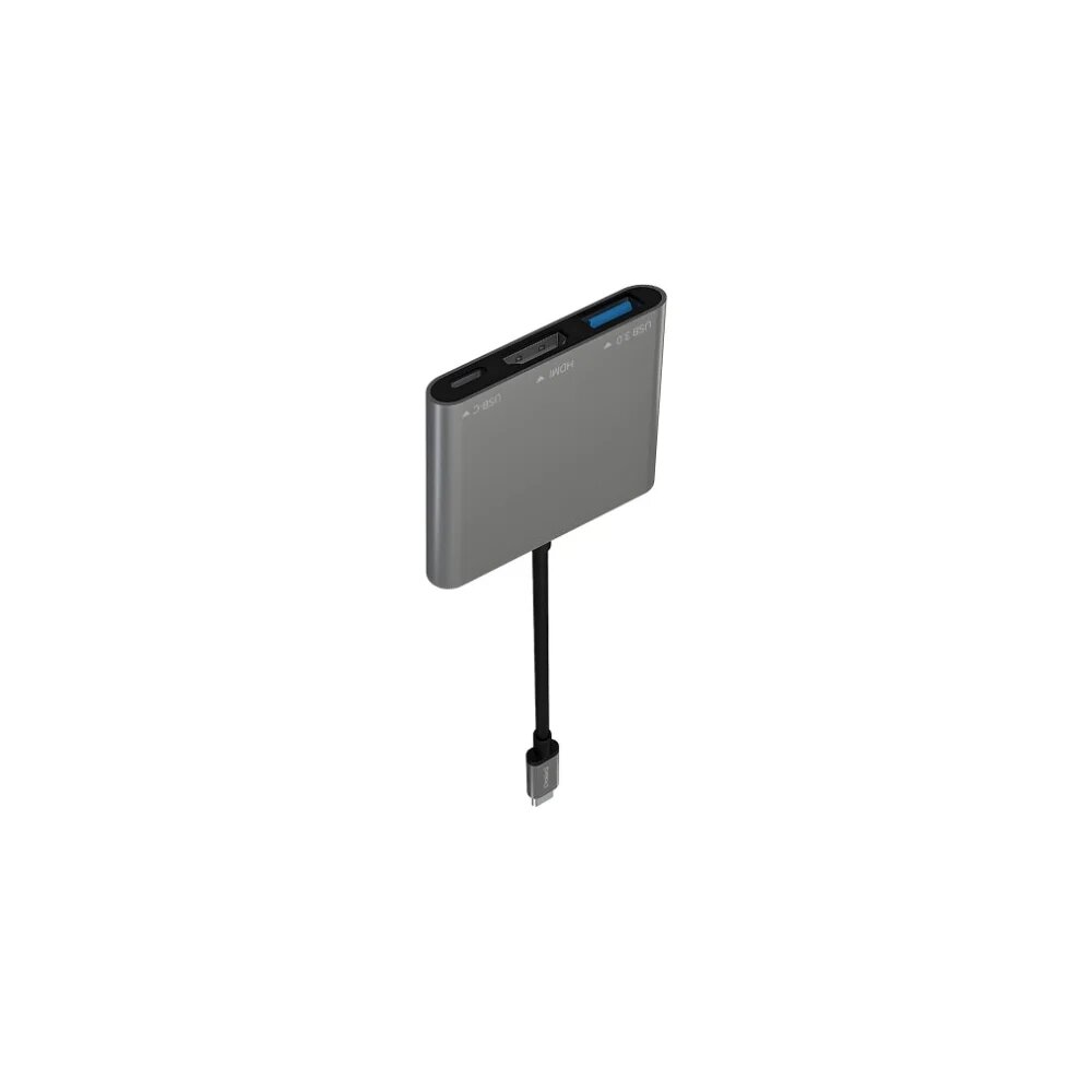 Мульти Хаб PERO MH08, USB-С TO USB-C + HDMI + USB 3.0, серый MH08GR, представляет