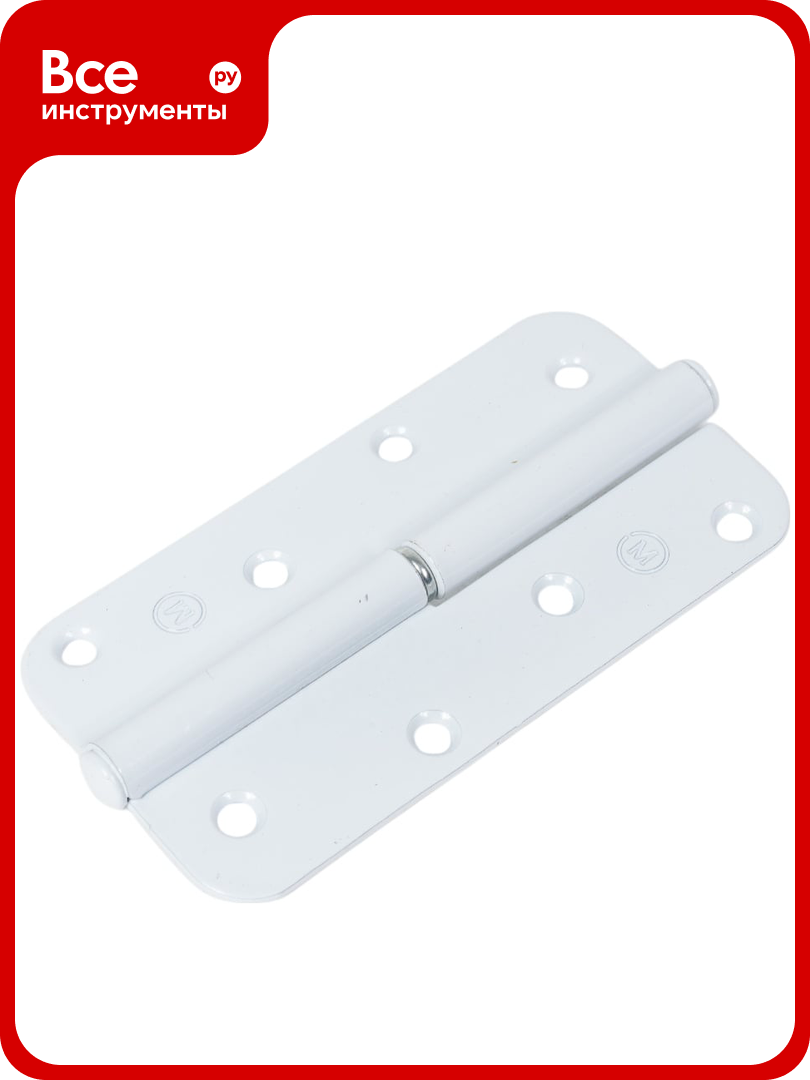 Накладная петля Tech-Krep/Zitar левая ПН1-130 белая. пакет 1 шт, для крепления двери к дверной коробке