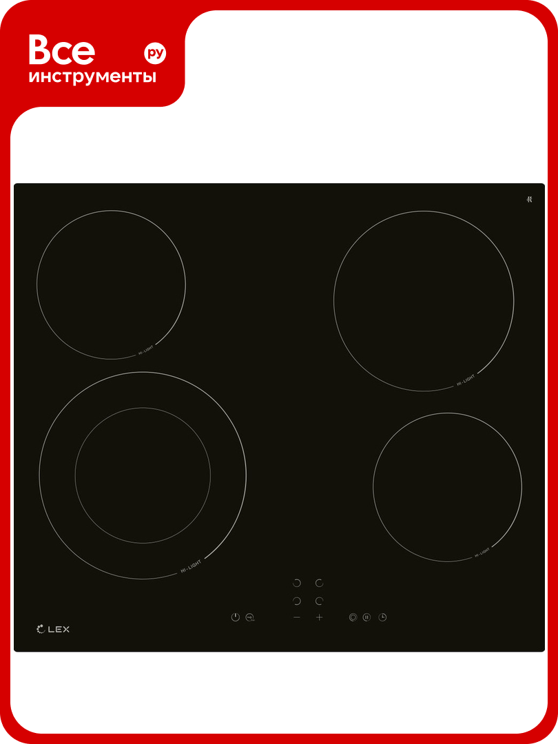 EVH 641A BL LEX CHPE000017, Электрическая варочная панель lex evh 641a bl имеет ширину встраивания 600 мм