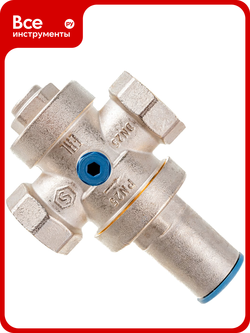 Редуктор давления STOUT PN25, вн/вн, 1", с выходом под манометр SVS-1008-000025 RG008UB795LIRB для контроля давления в системах