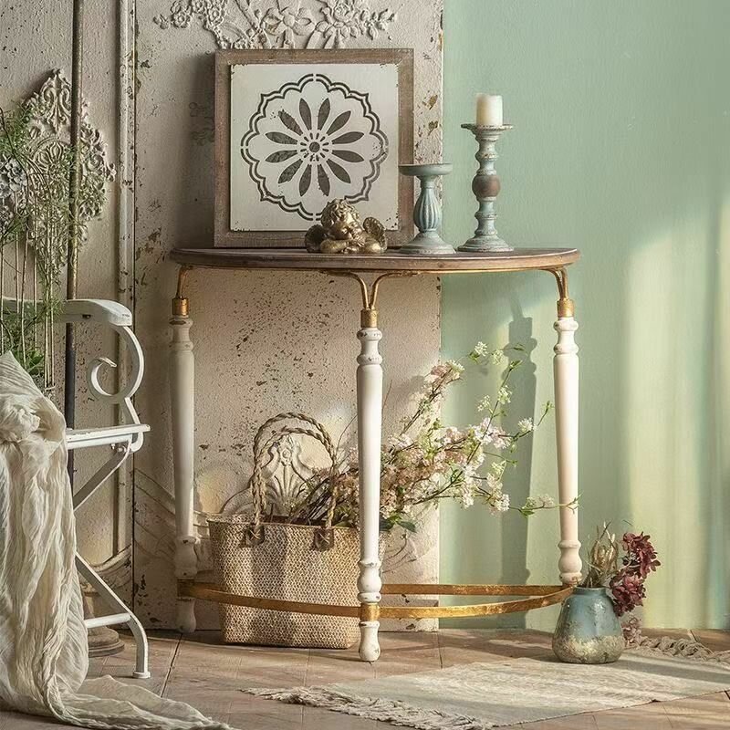 Кованый стол из массива дерева, полукруглый