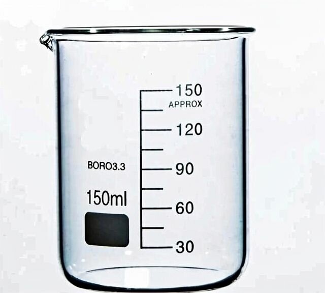 Стакан лабораторный, мерный, высокий, В-1-150, боросиликатное стекло, упаковка 12 шт. Выгода при покупке набором!