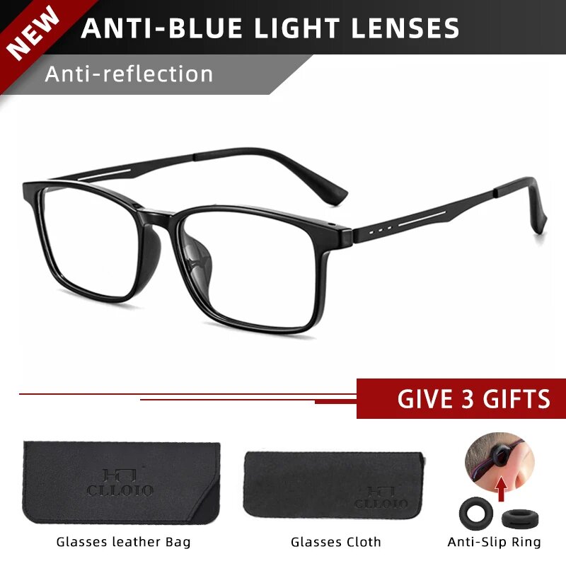 CLLOIO очки для чтения из титана C1-Bright Black, -200