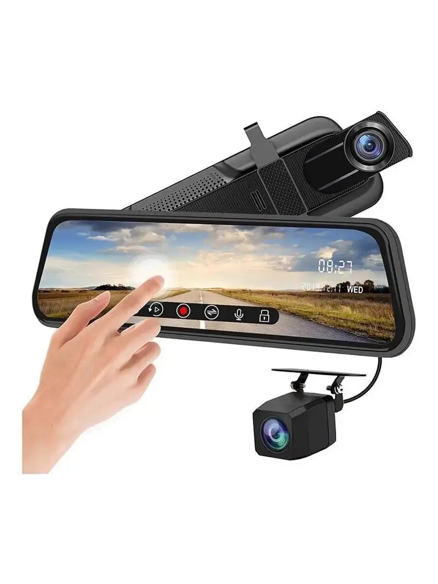 Видеорегистратор зеркало с камерой заднего вида