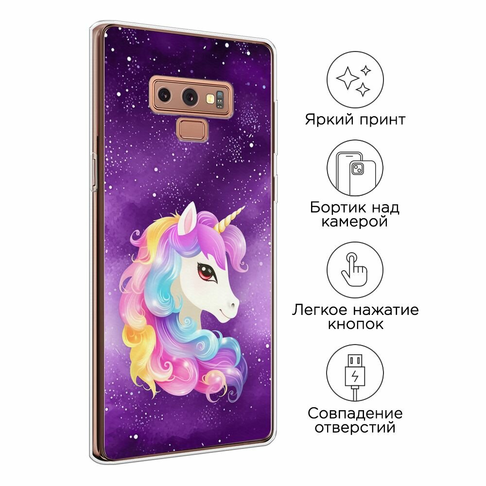 Чехол на Samsung Galaxy Note 9 / Самсунг Галакси Нот 9 с принтом "Кудрявый единорог" — фото 1
