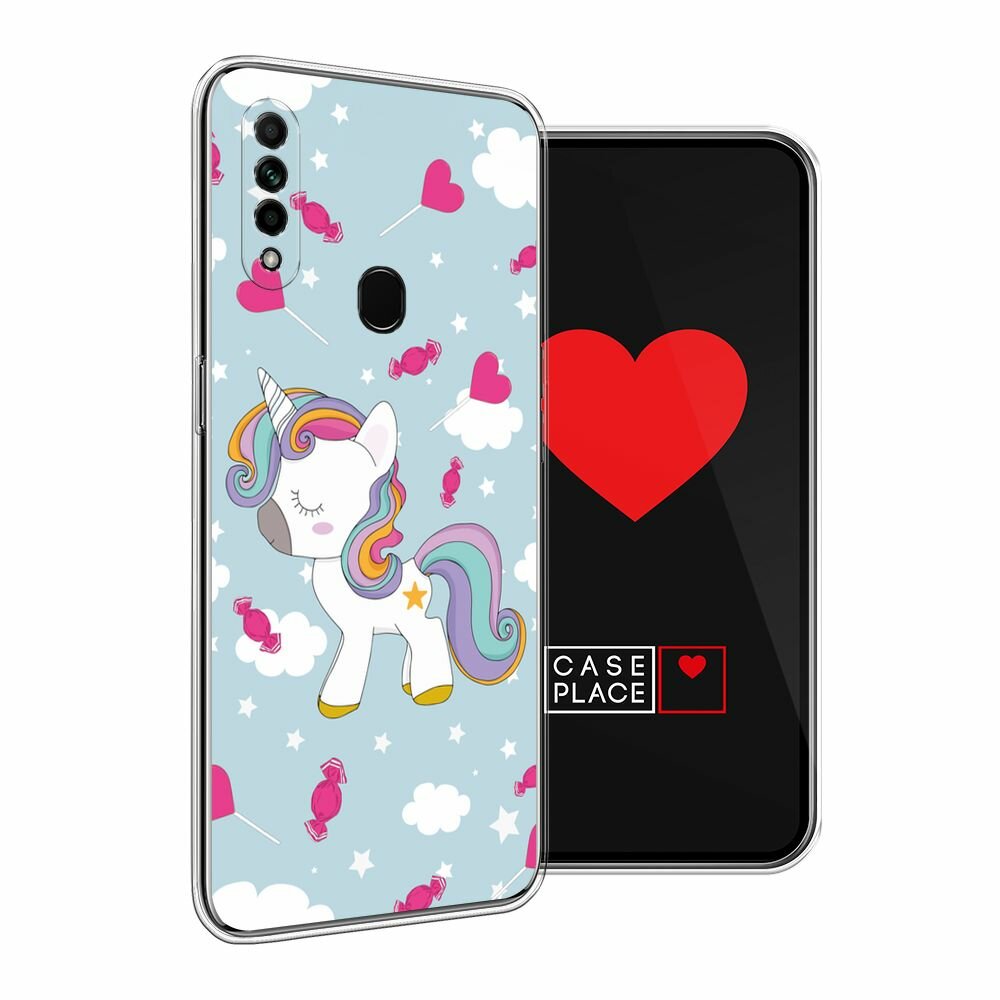 Силиконовый чехол на Oppo A31 / Оппо А31 с принтом "Сладкий единорожек" — фото 1