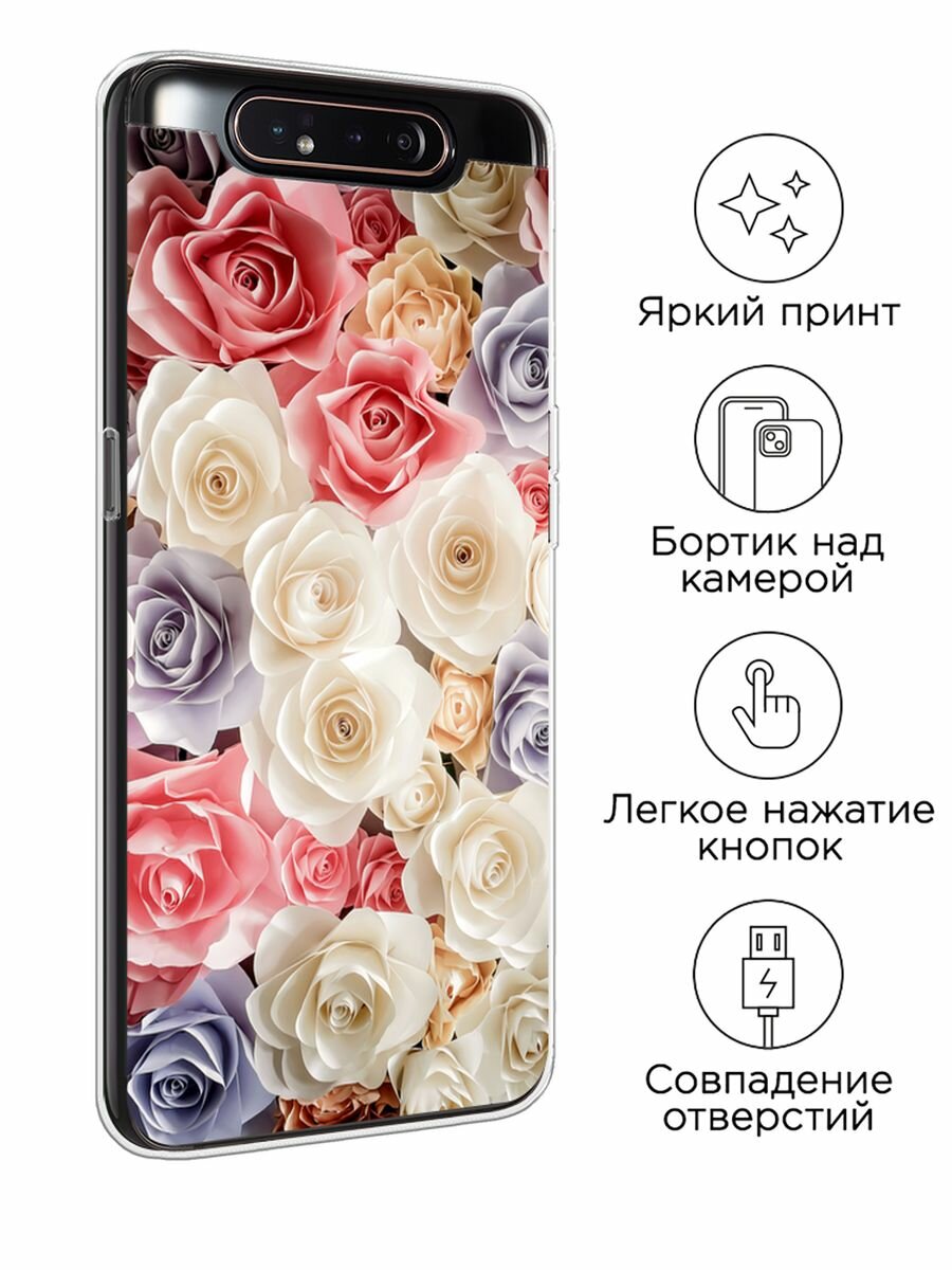 Чехол на Samsung Galaxy A80 / Самсунг Гэлакси A80 с принтом "Пастельные розы" — фото 1