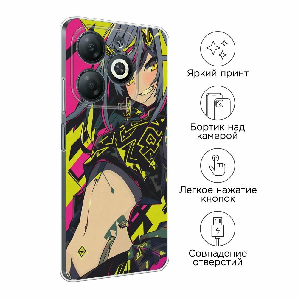 Чехол на Infinix Smart 8/8 HD/HOT 40i / Инфиникс Смарт 8/8 HD/HOT 40i с принтом "Девушка в кибер костюме" — фото 1