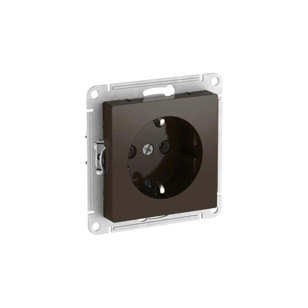 Розетка Systeme Electric ATLASDESIGN с заземлением, 16А, мех, быстрозажим. клем, Мокко ATN000643S