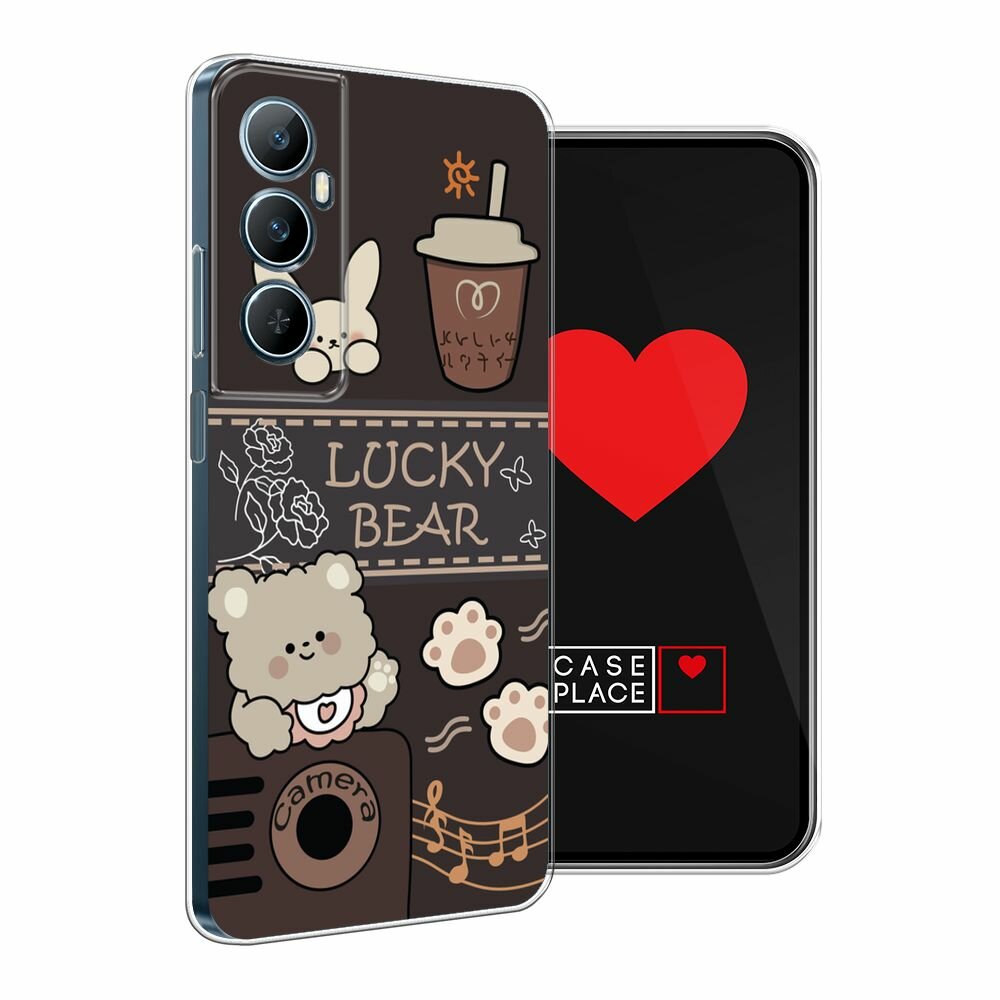 Чехол на Realme C65 / Реалми С65 с принтом "Lucky bear coffee 1" — фото 1