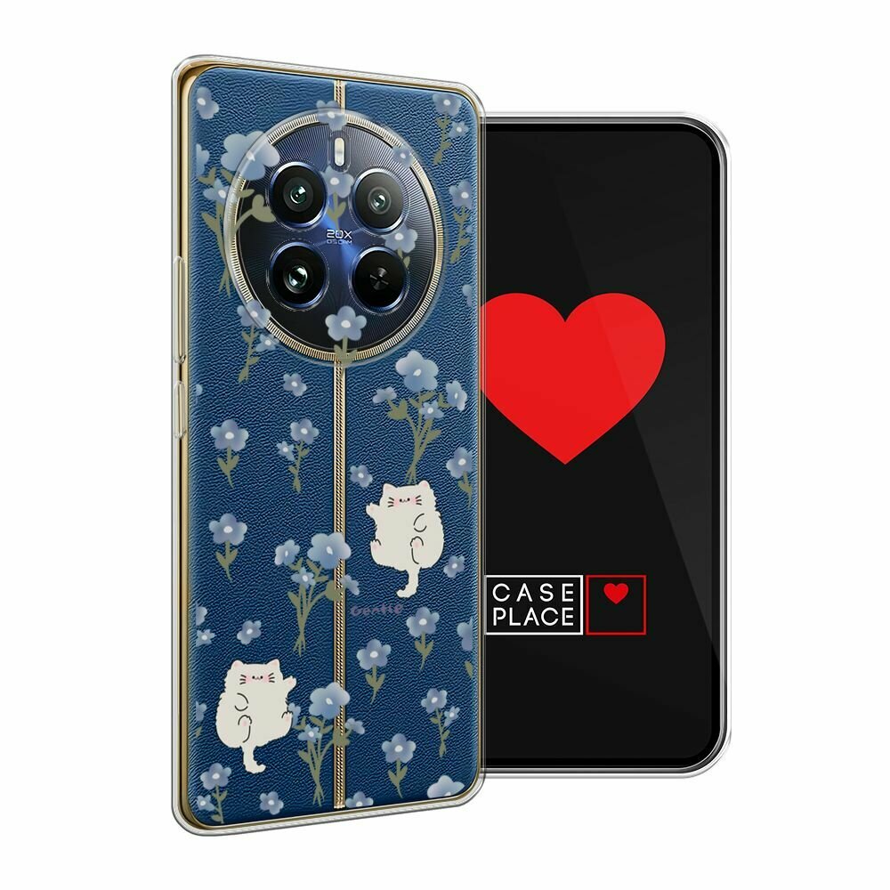 Чехол на Realme 12 Pro / Реалми 12 Про с принтом "Gentle cats", прозрачный — фото 1