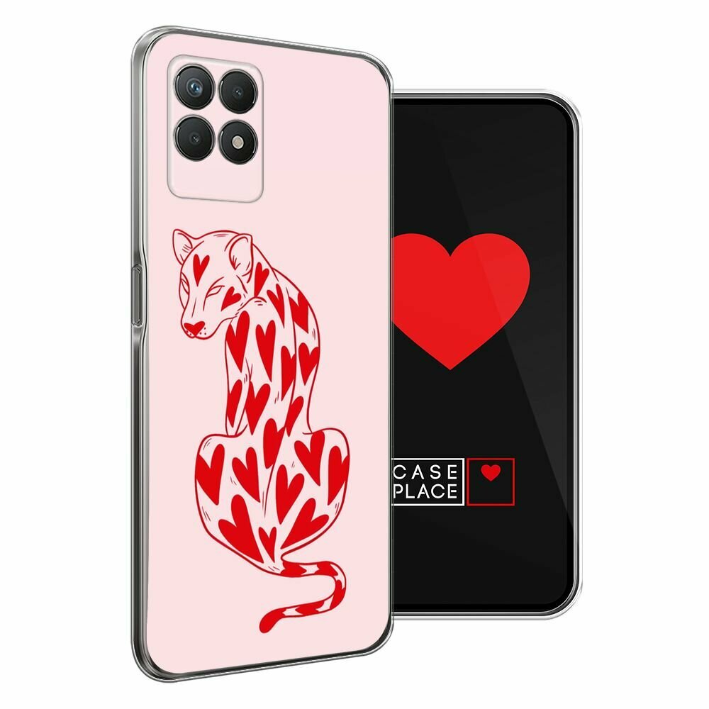 Чехол на Realme 8i / Реалми 8i с принтом "Heart panther 1 - 14 февраля" — фото 1