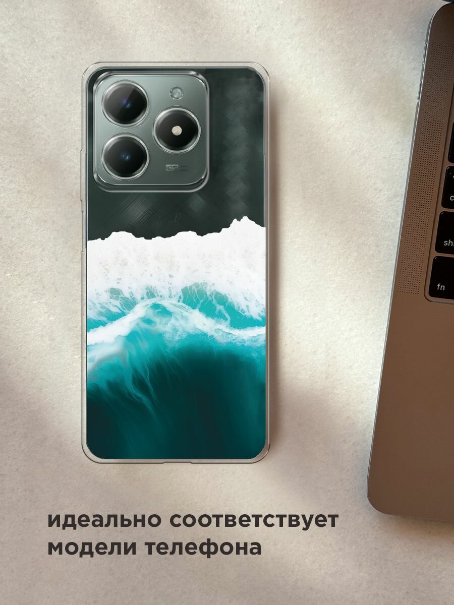 Чехол на Realme C61 4G (Global) / Реалми C61 4G с принтом "Большая волна", прозрачный — фото 1