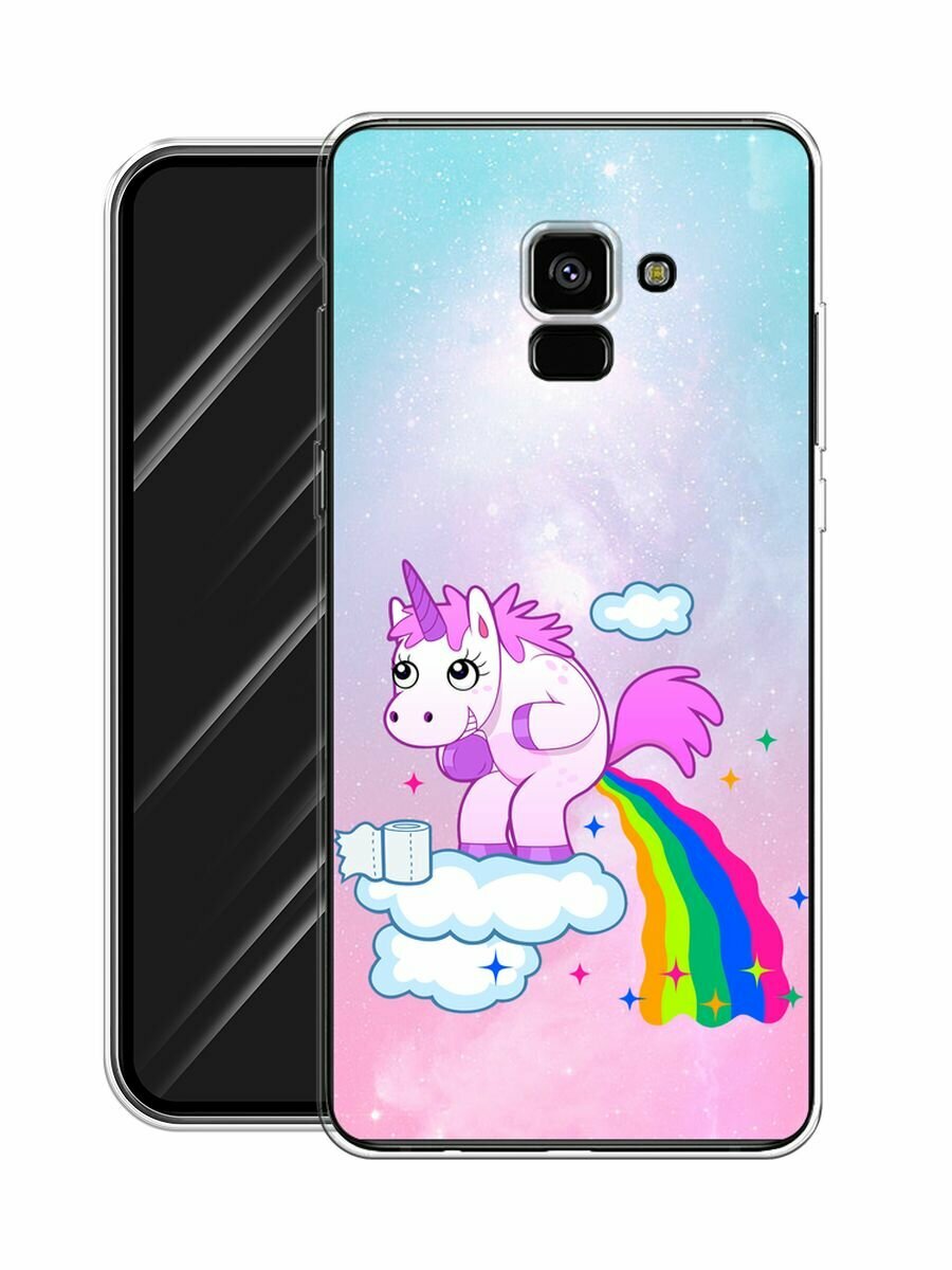 Чехол на Samsung Galaxy A8 + / Самсунг Галакси А8 Плюс 2018 с принтом "Единорог какает" — фото 1
