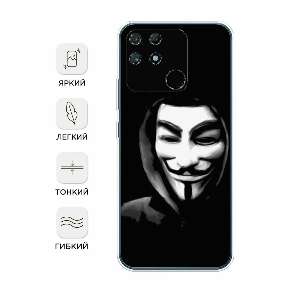 Чехол на Realme Narzo 50A / Реалми Нарзо 50A с принтом "Анонимус" — фото 1