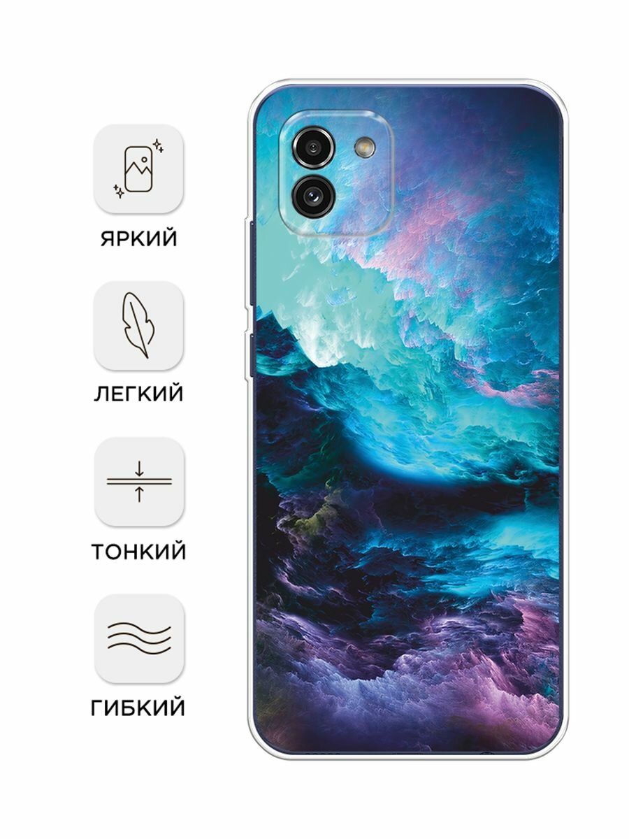 Чехол на Samsung Galaxy A03 / Самсунг Галакси А03 с принтом "Бирюзовое небо" — фото 1