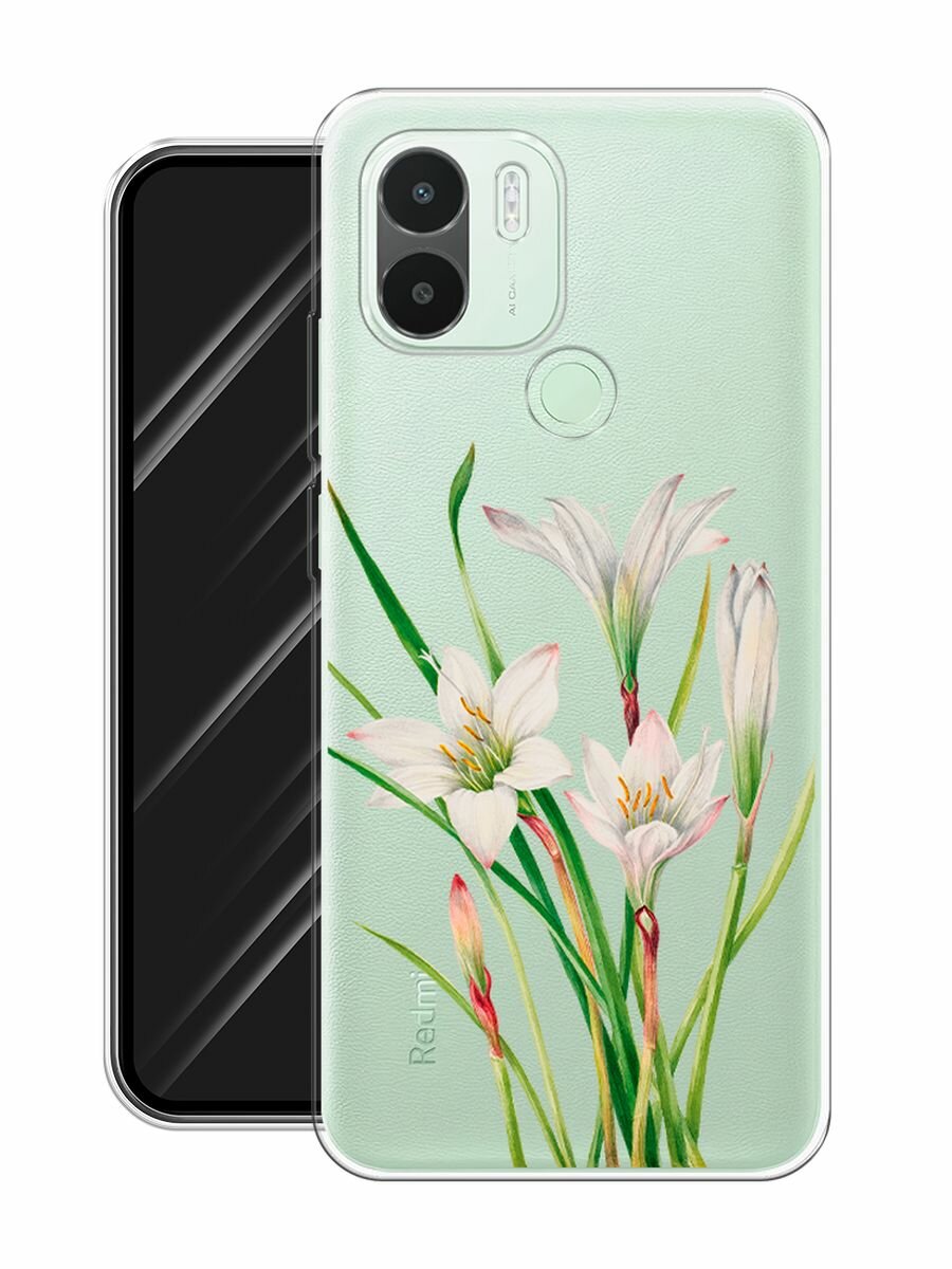 Чехол на Xiaomi Redmi A1+/Redmi A2+/Poco C51/C50 / Редми A1+ с принтом "White lily", прозрачный — фото 1