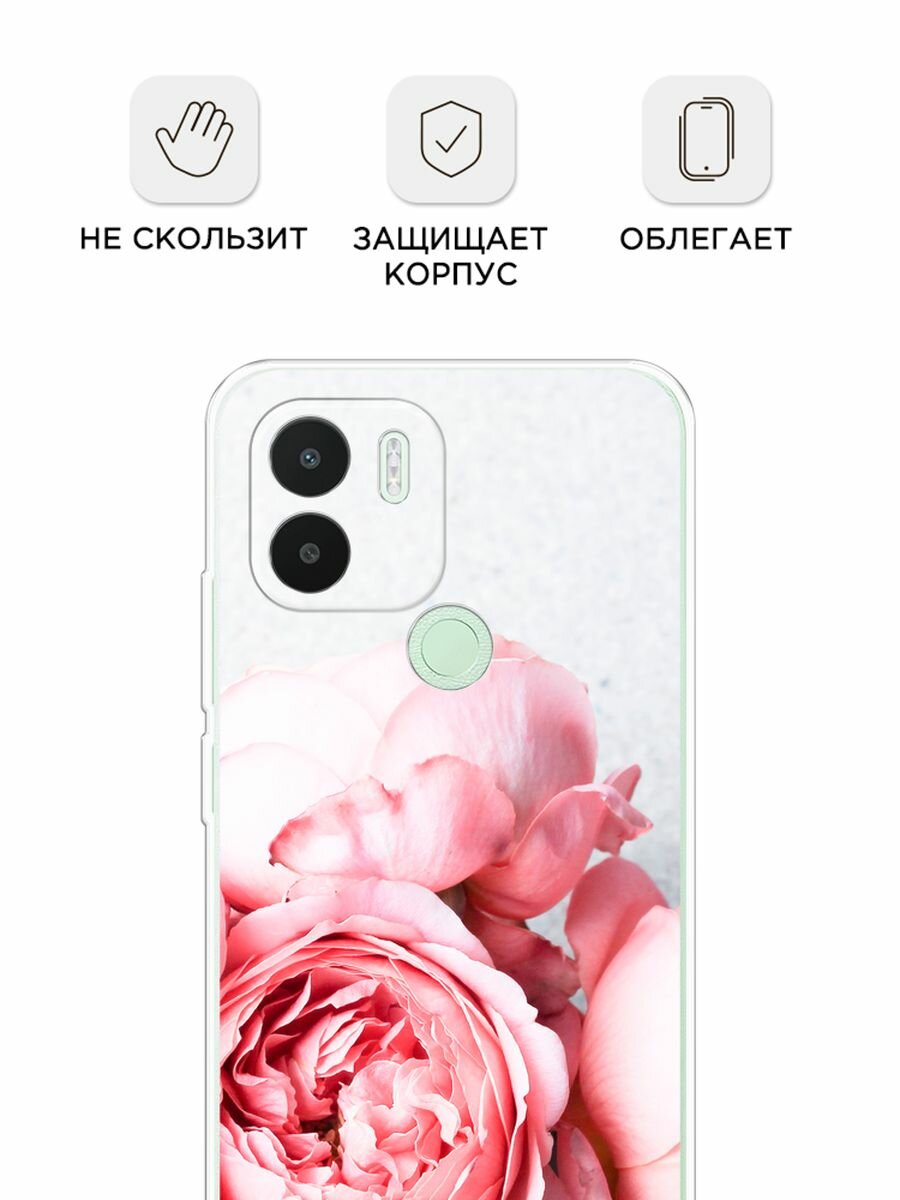 Чехол на Xiaomi Redmi A1+/Redmi A2+/Poco C51/C50 / Редми A1+ с принтом "Пионы на белом" — фото 1