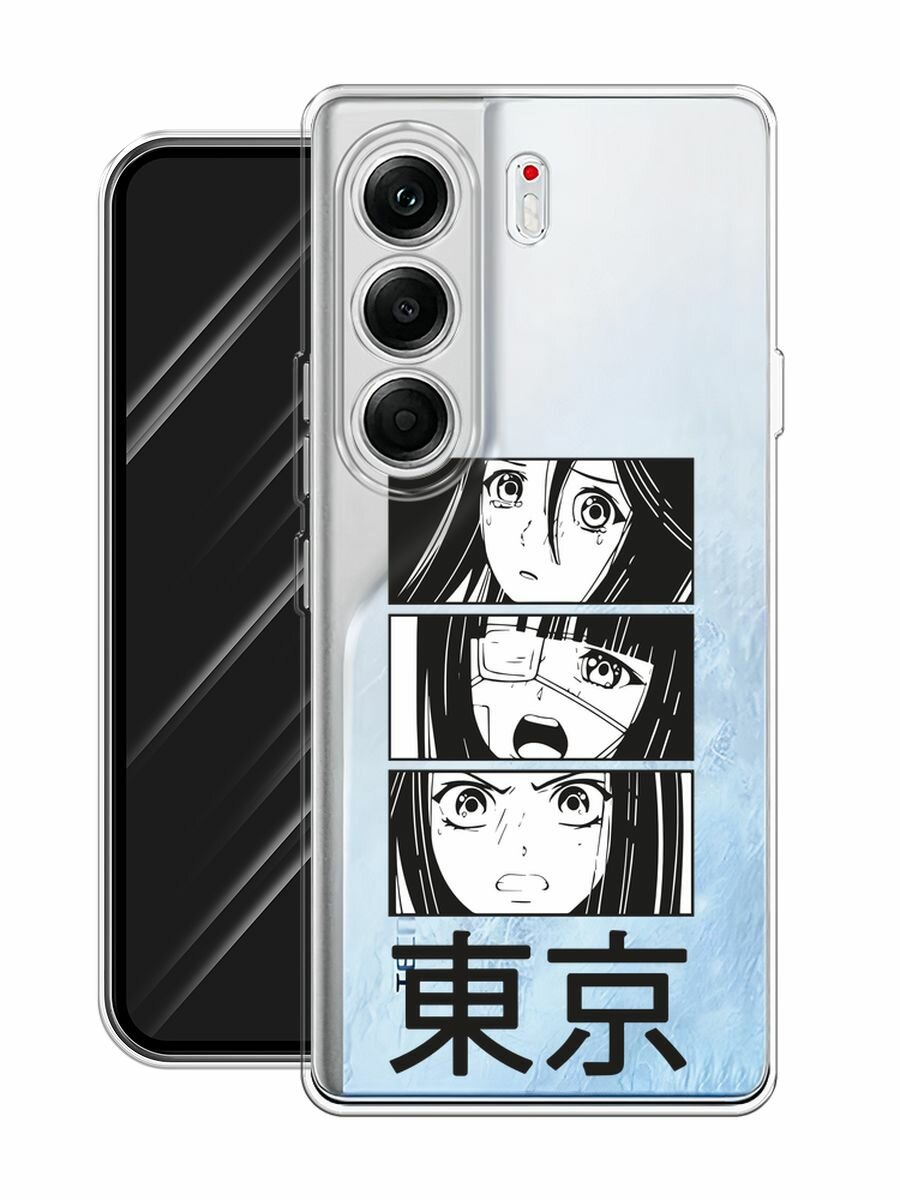 Чехол на Tecno Camon 40 Pro / Текно Камон 40 Про с принтом "Tokyo girls", прозрачный — фото 1