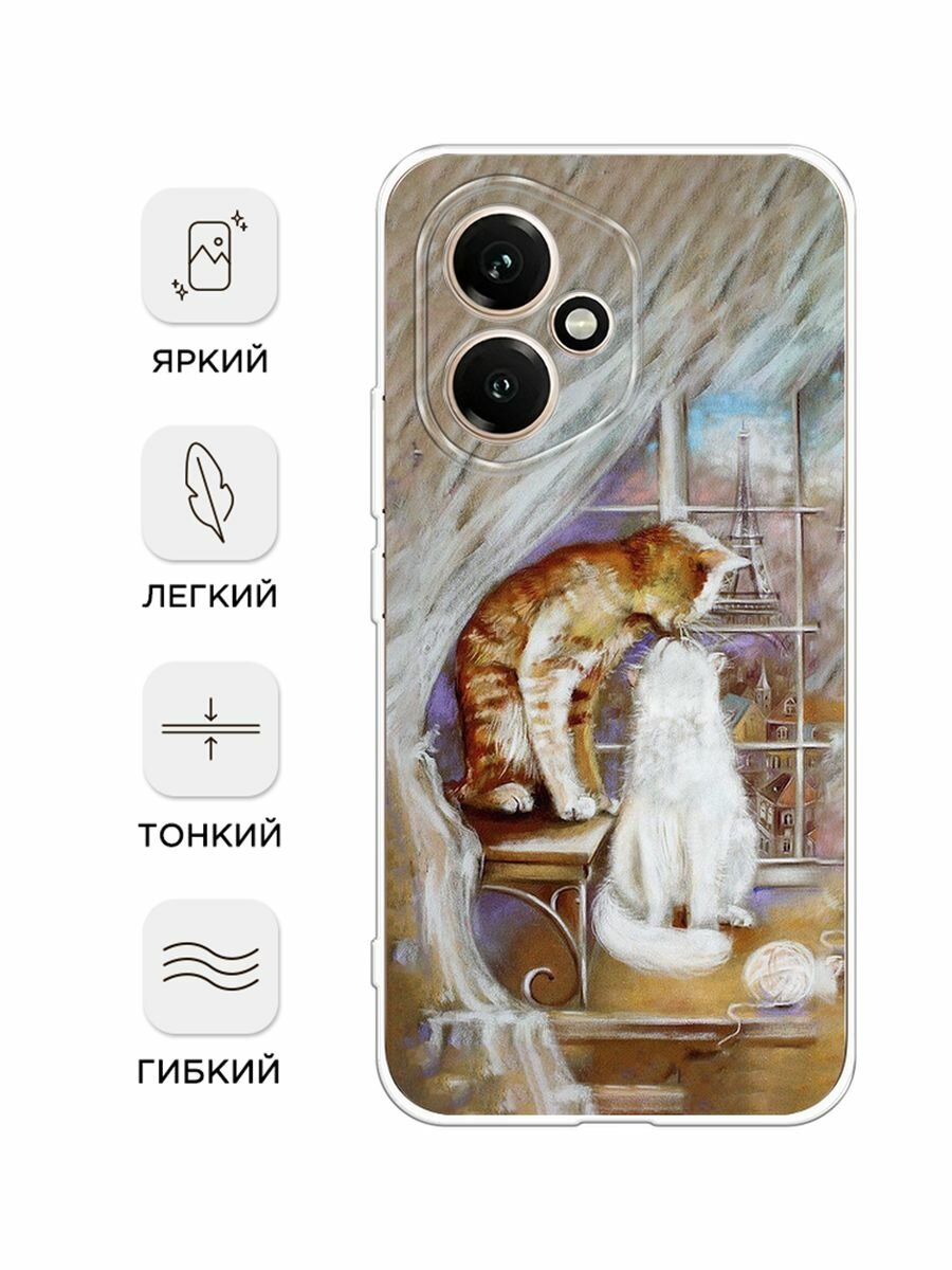 Чехол на Honor 400 / Хонор 400 с принтом "Влюбленные котики 1" — фото 1