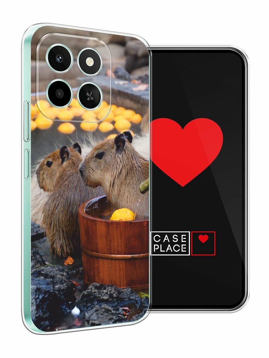 Чехол на Honor X6c / Хонор X6c с принтом "Капибары отмокают" — фото 1