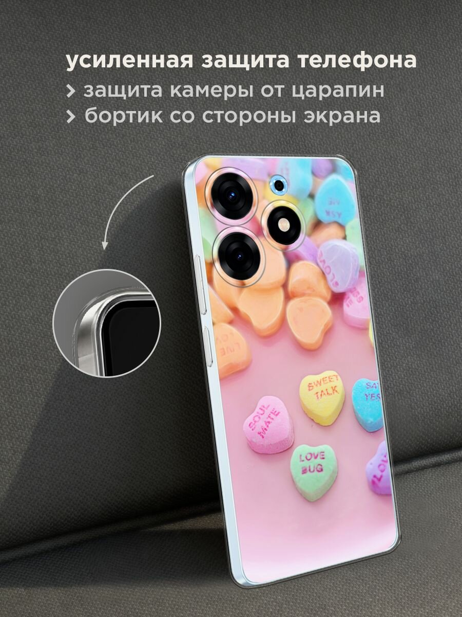 Чехол на Tecno Spark 10 Pro / Текно Спарк 10 Про с принтом "Конфетки сердечки 2" — фото 1