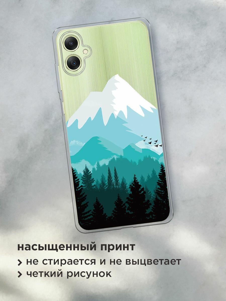 Чехол на Samsung Galaxy A06 / Самсунг Галакси А06 с принтом "Синяя снежная гора", прозрачный — фото 1