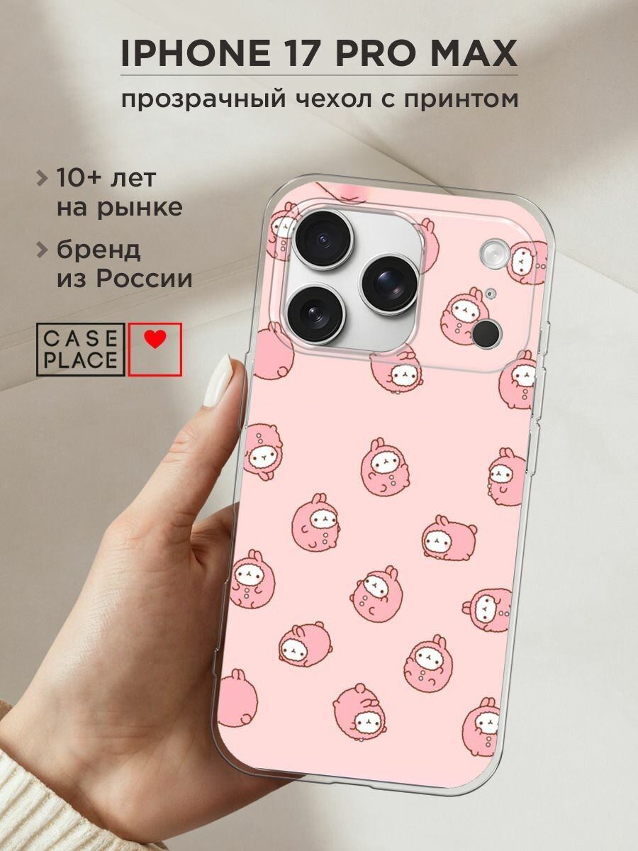 Чехол на Apple iPhone 17 Pro Max / Айфон 17 Про Макс с принтом "Зайчики в капюшонах"