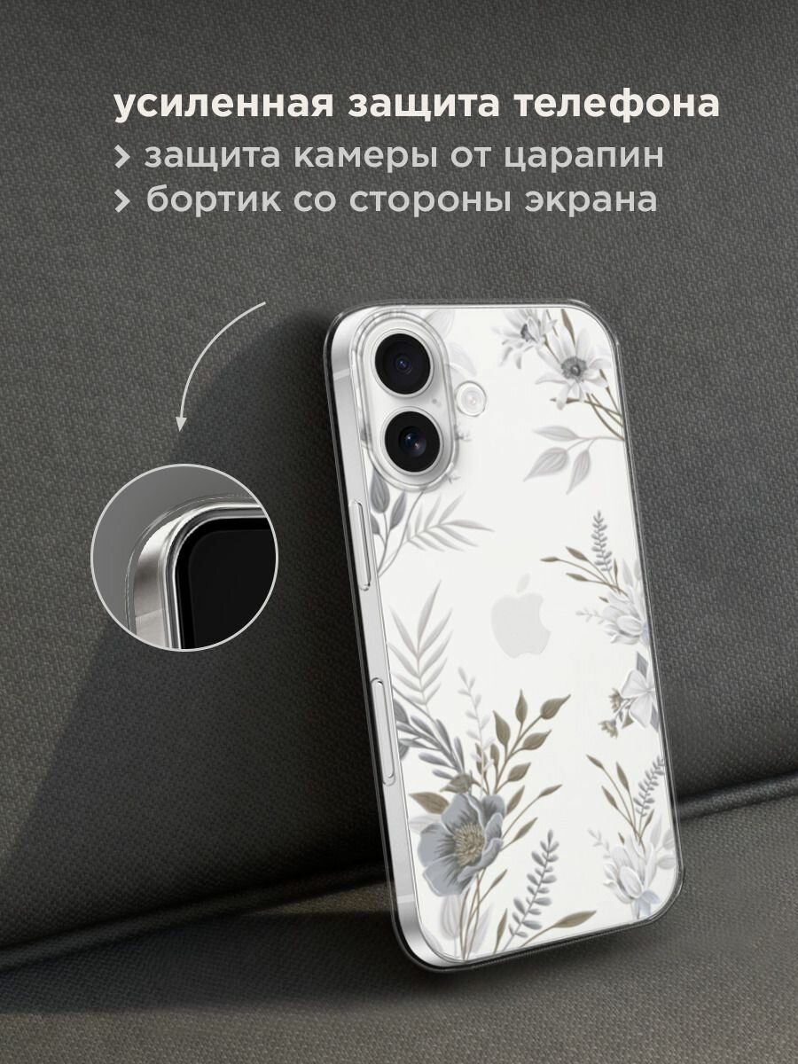 Чехол на Apple iPhone 17 / Айфон 17 с принтом "Цветы сепия 3" — фото 1