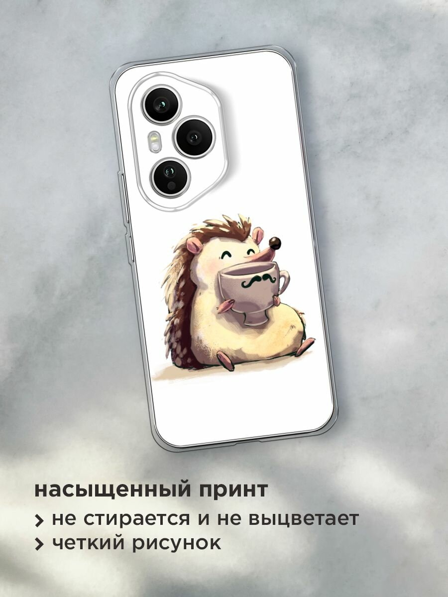 Чехол на Honor 400 Pro / Хонор 400 Про с принтом "Еж кофеман" — фото 1