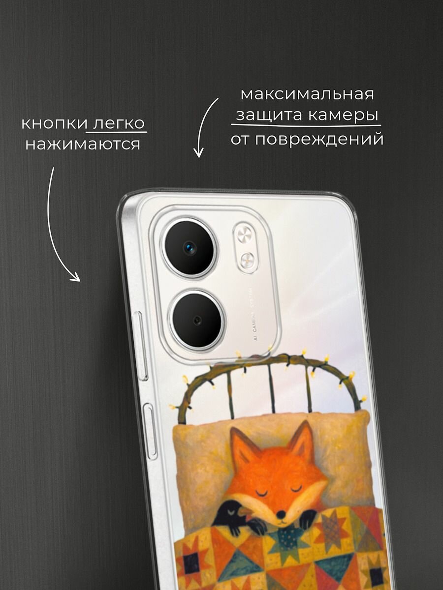 Чехол на Oppo A5x / Оппо А5x с принтом "Лисичка спит", прозрачный — фото 1