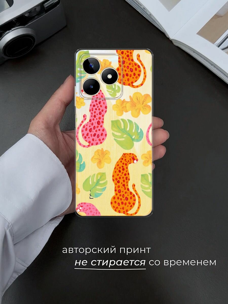 Чехол на Realme C53/C51 / Реалми С53/С51 с принтом "Экзотика", прозрачный — фото 1