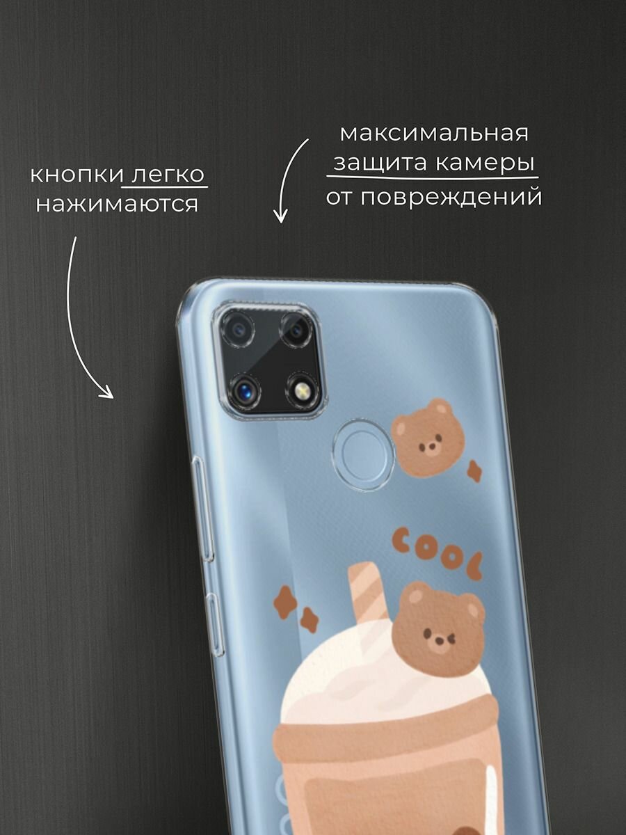 Чехол на Realme C25/C25s / Реалми С25/C25s с принтом "Кофе 2", прозрачный — фото 1