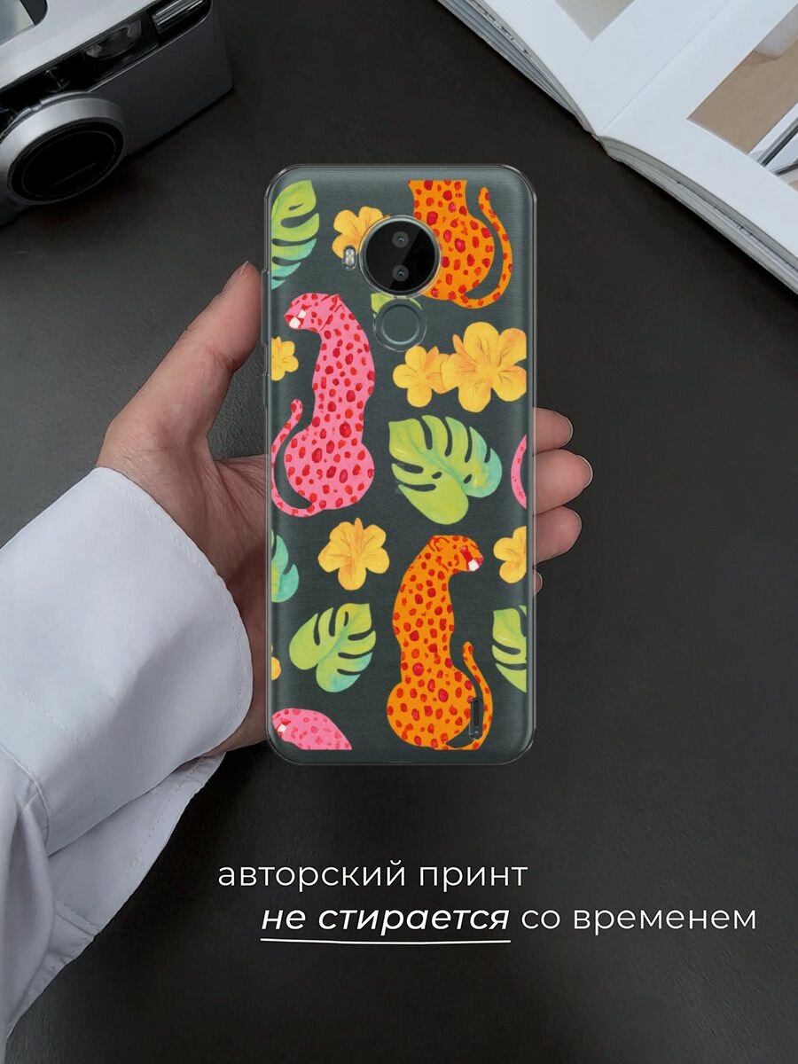 Чехол на Nokia C30 / Нокия C30 с принтом "Экзотика", прозрачный — фото 1