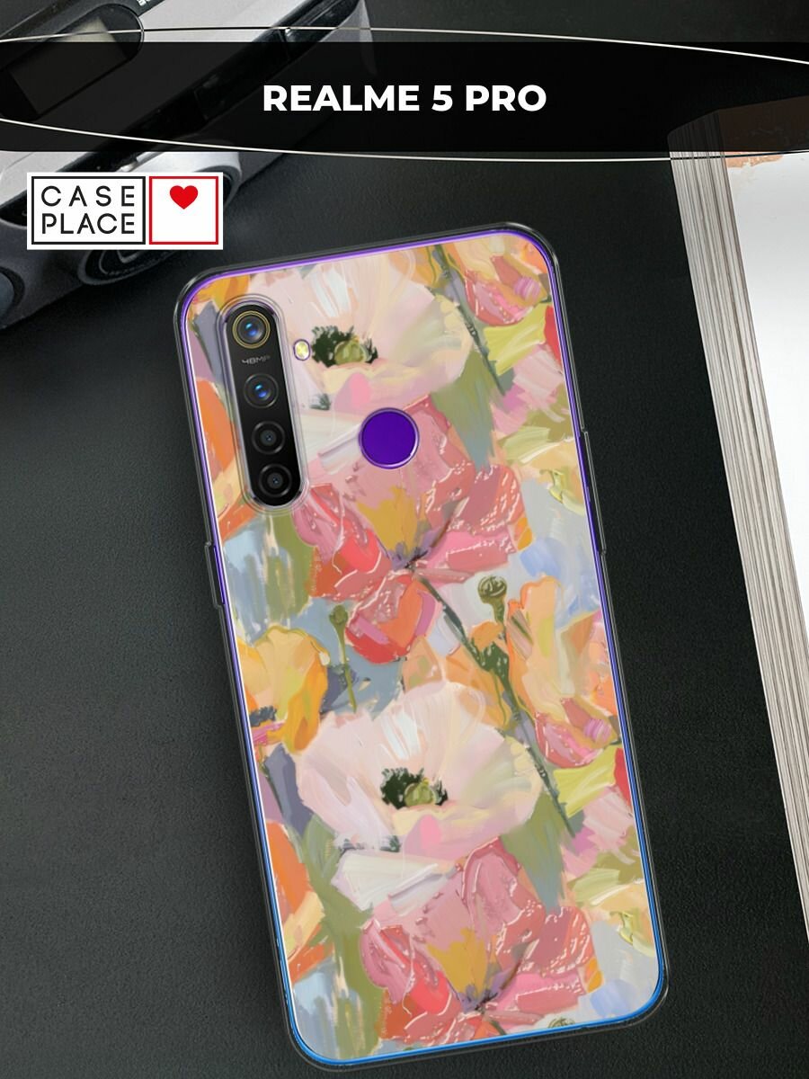 Чехол на Realme 5 Pro / Реалми 5 Про с принтом "Акварельные анемоны"