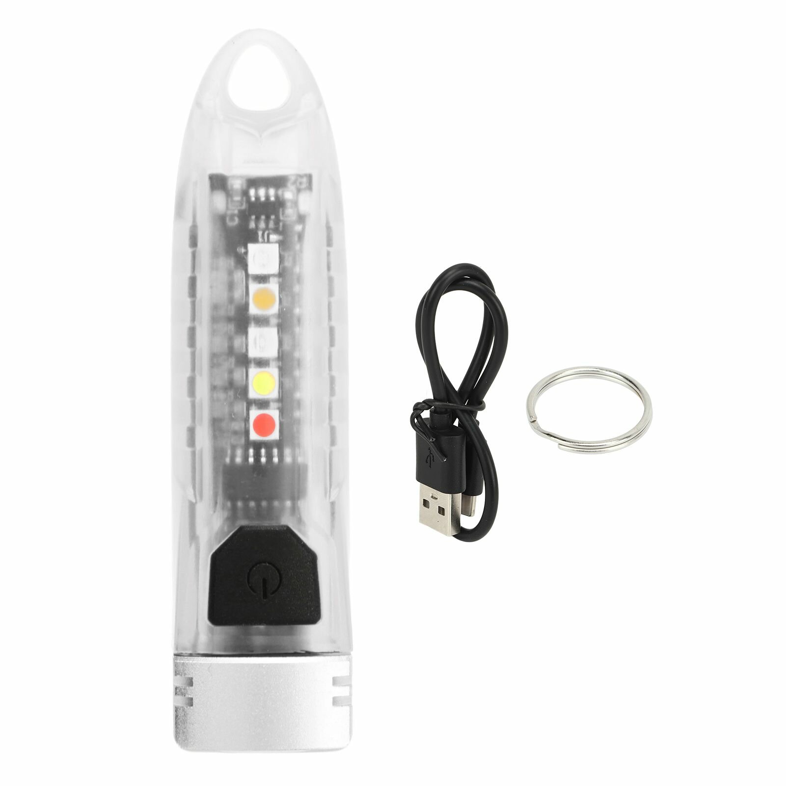Портативный мини-брелок со светодиодной подсветкой, перезаряжаемый IPX6 Type C, небольшой уличный фонарик-брелок, 400LM, белый