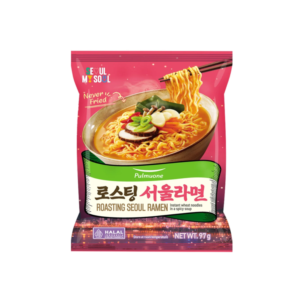 Лапша быстрого приготовления Pulmuone с богатым дымным бульоном тушеная по-сеульски 97 г, Южная Корея