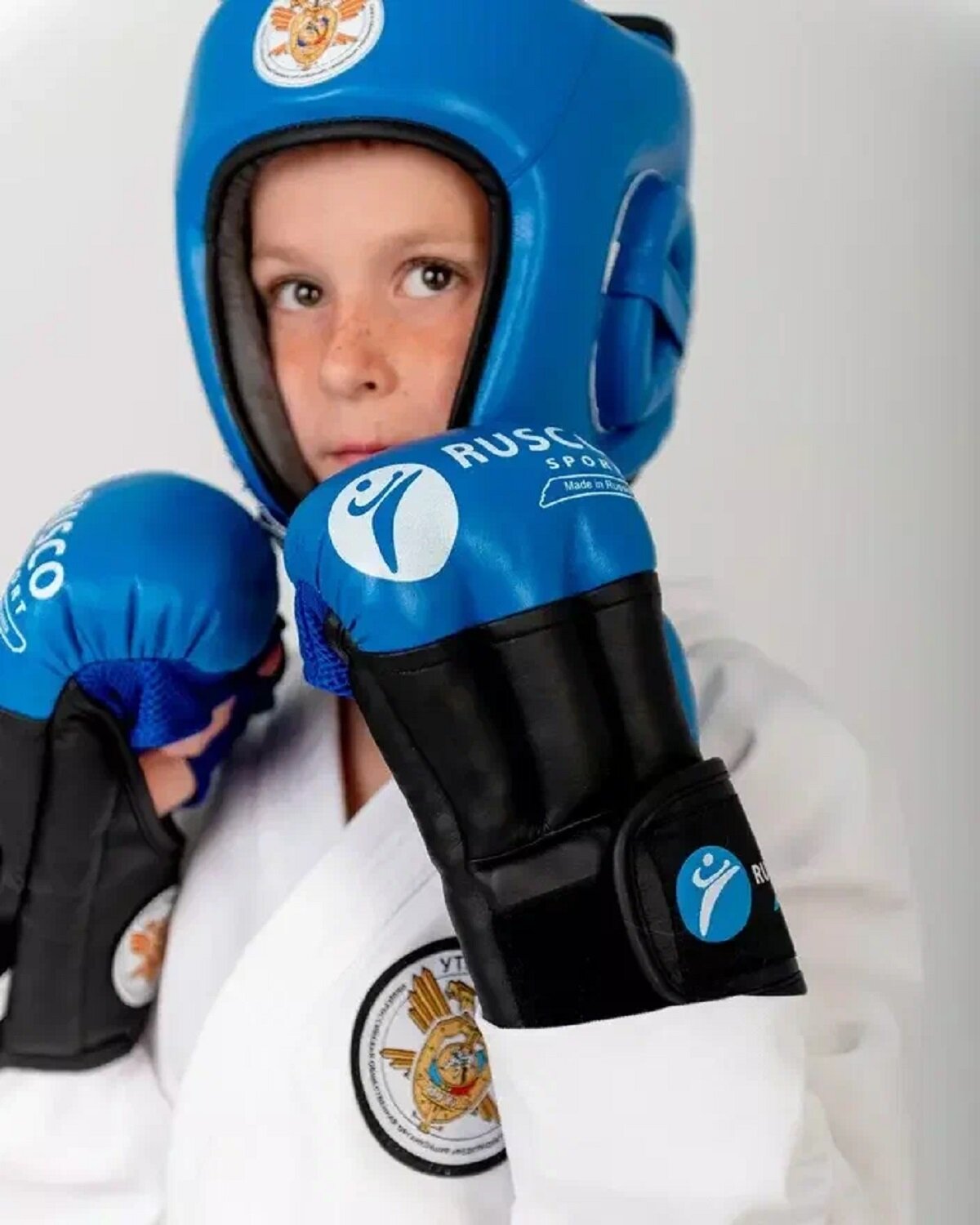 Перчатки для рукопашного боя RUSCO SPORT, одобренные ФРБ, детские, синие, 4 oz (унций)