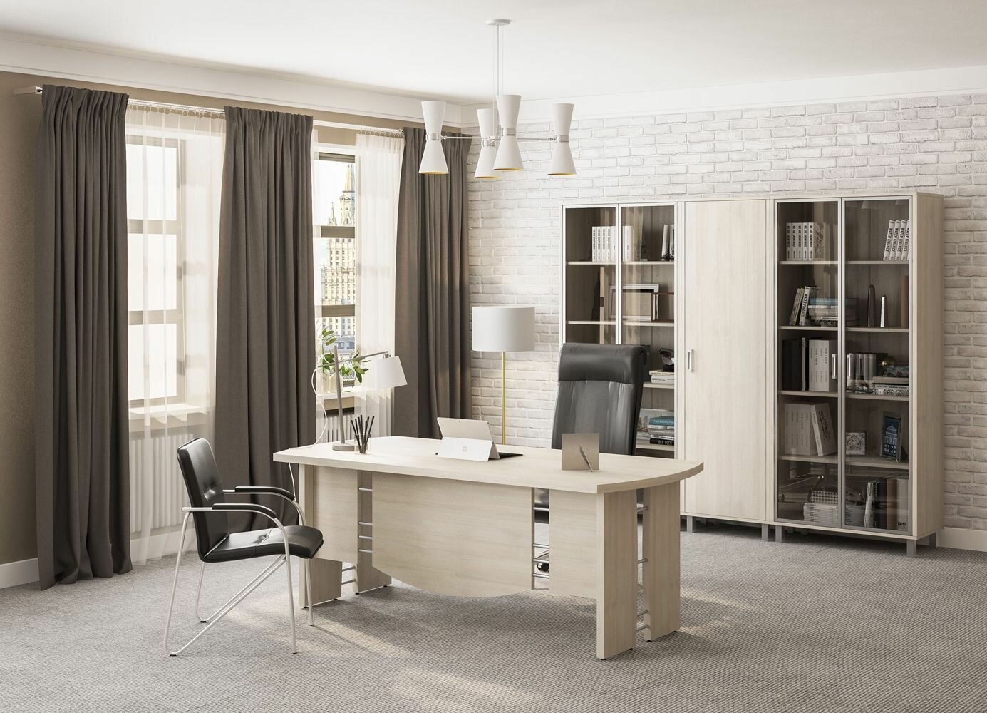 Стол руководителя письменный Юнитекс серия Борн 170*80*75 дуб шамони