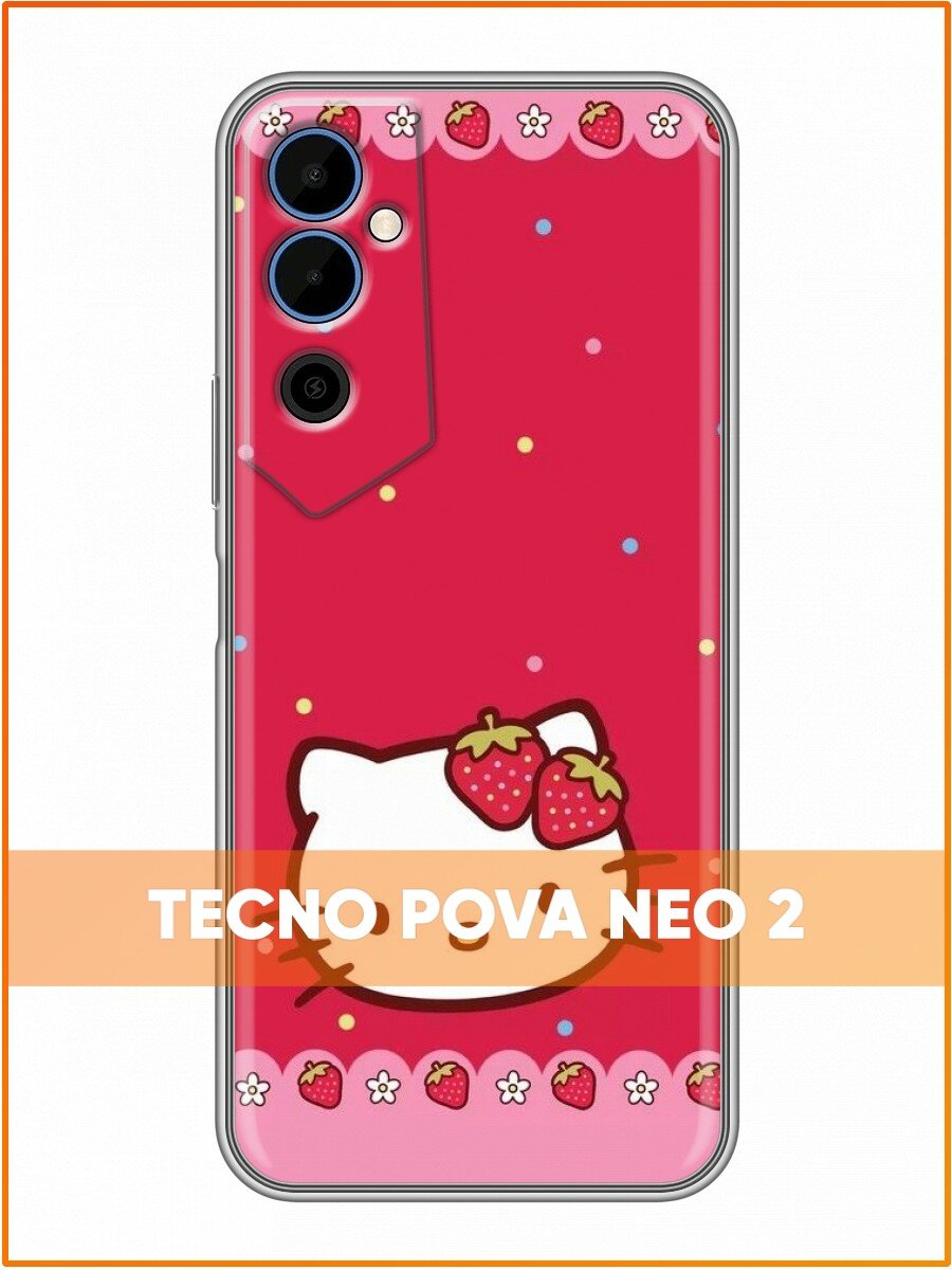 Чехол для Tecno Pova Neo 2 с принтом для девочек с Хеллоу Китти (Техно Пова Нео 2)