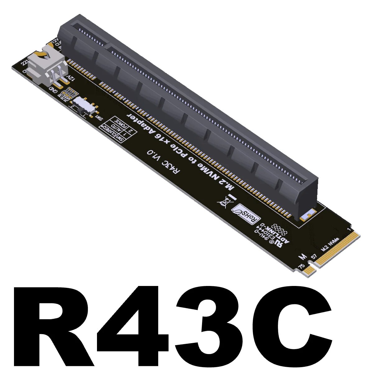 ADTLINK M.2 NVMe to PCI-E x4x16 Riser Card M2 Key-M to PCIe x4x16 Адаптерная плата 22x80 мм PCI-Express 4.0 x4 Прямые продажи с завода