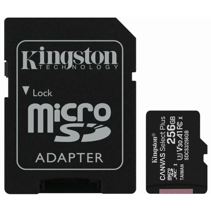 Карта памяти Kingston Canvas Select Plus microSDXC 256 ГБ, SDCS2/256Gb