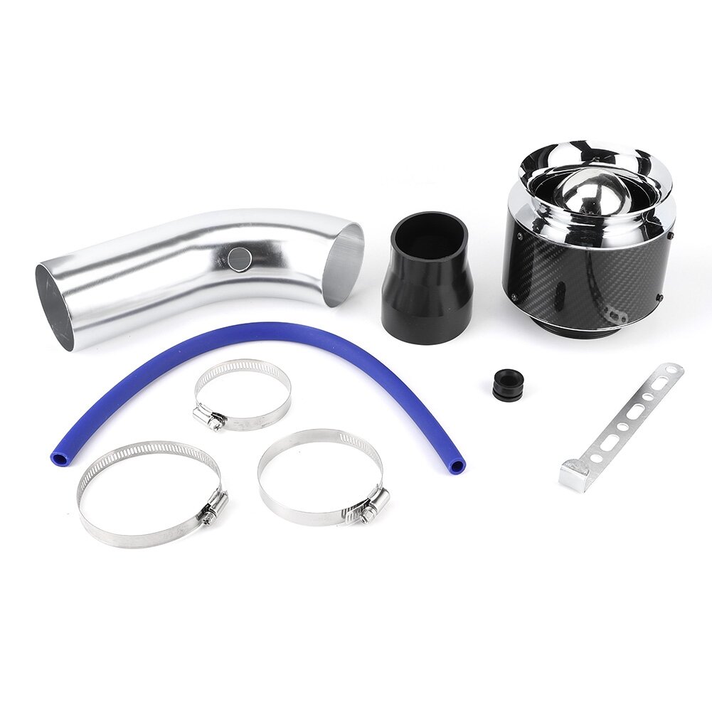 Карбоновый волокно в стиле холодного воздуха фильтр алюминиевый комплект труб 76 мм 3 дюйма Универсальный комплект (серебряная алюминиевая трубка маленького размера)