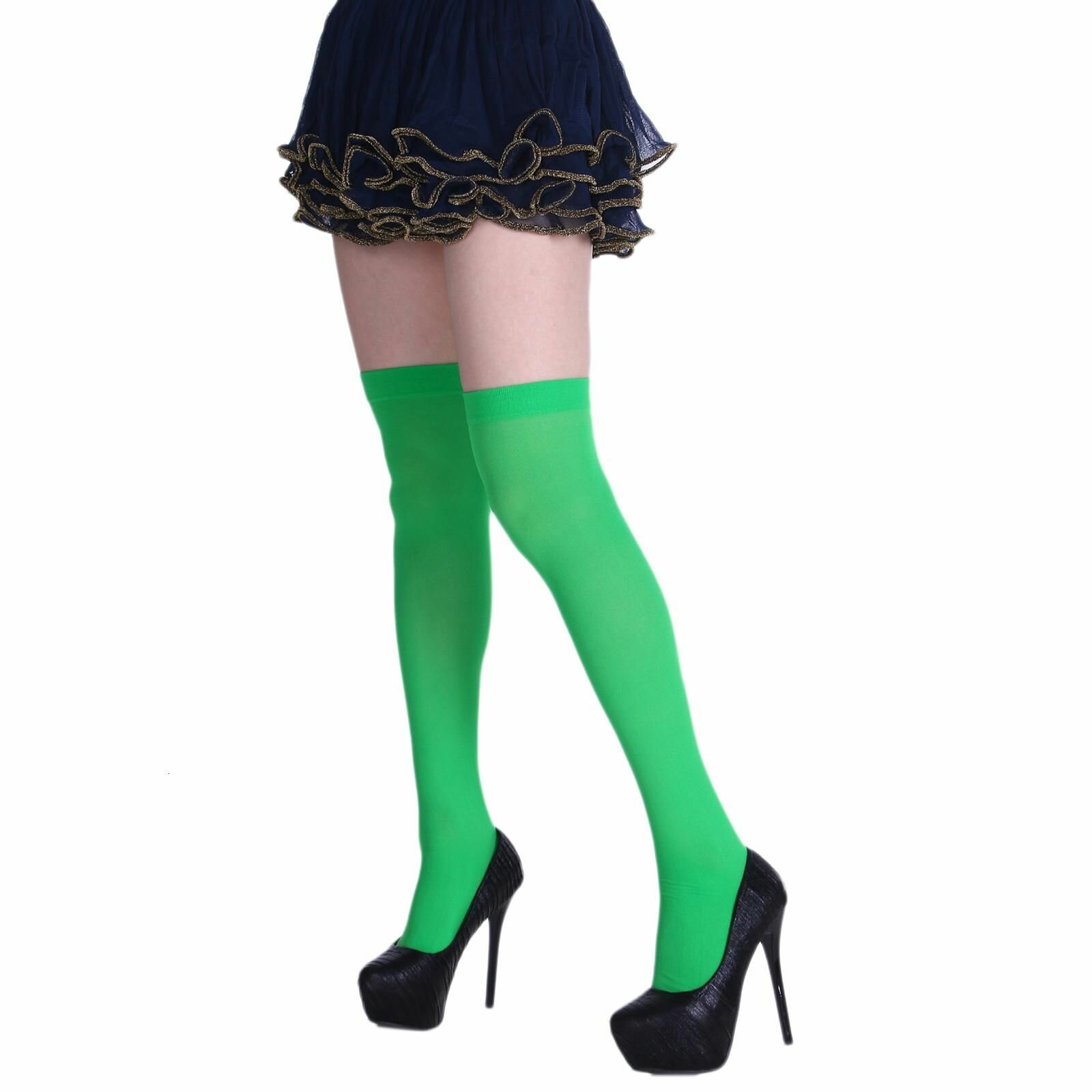 Модные непрозрачные чулки выше колена с высокой эластичностью до бедра для женщин и девочек